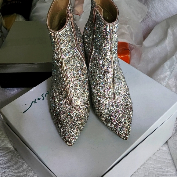 Betsey Johnson | Shoes | Sparkle Glitter Silver Rhinestone Boots | Poshmark